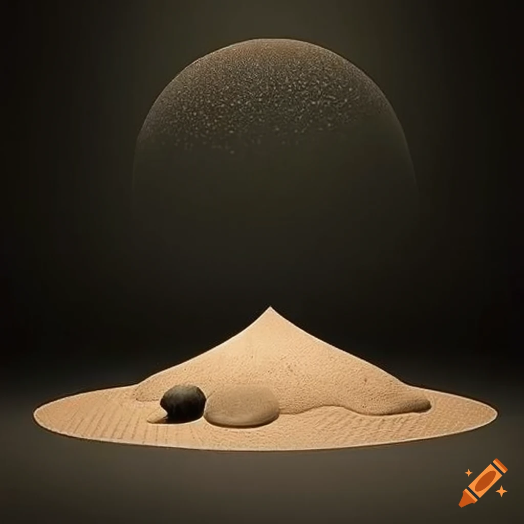 Graphic novel depiction of a zen sand garden on Craiyon