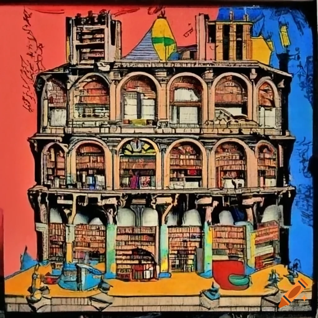 Colorful and geometric artwork inspired by the library of babel