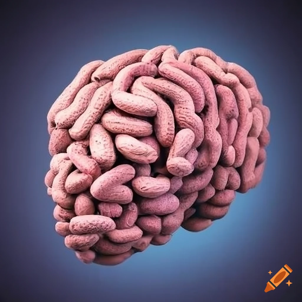 Creative art of a brain made of peanuts