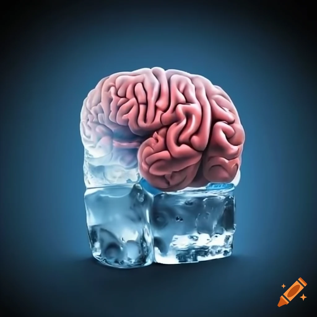 Artistic representation of a brain trapped in ice on Craiyon