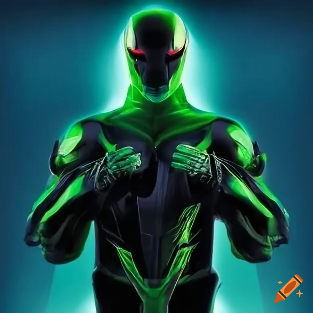 Female superhero void-spider with ethereal green and black design on ...