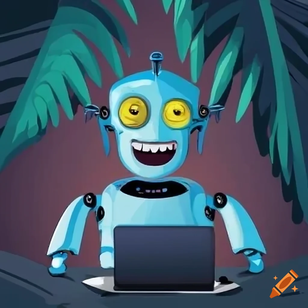 Cartoon robot gila monster in scuba diving gear on Craiyon