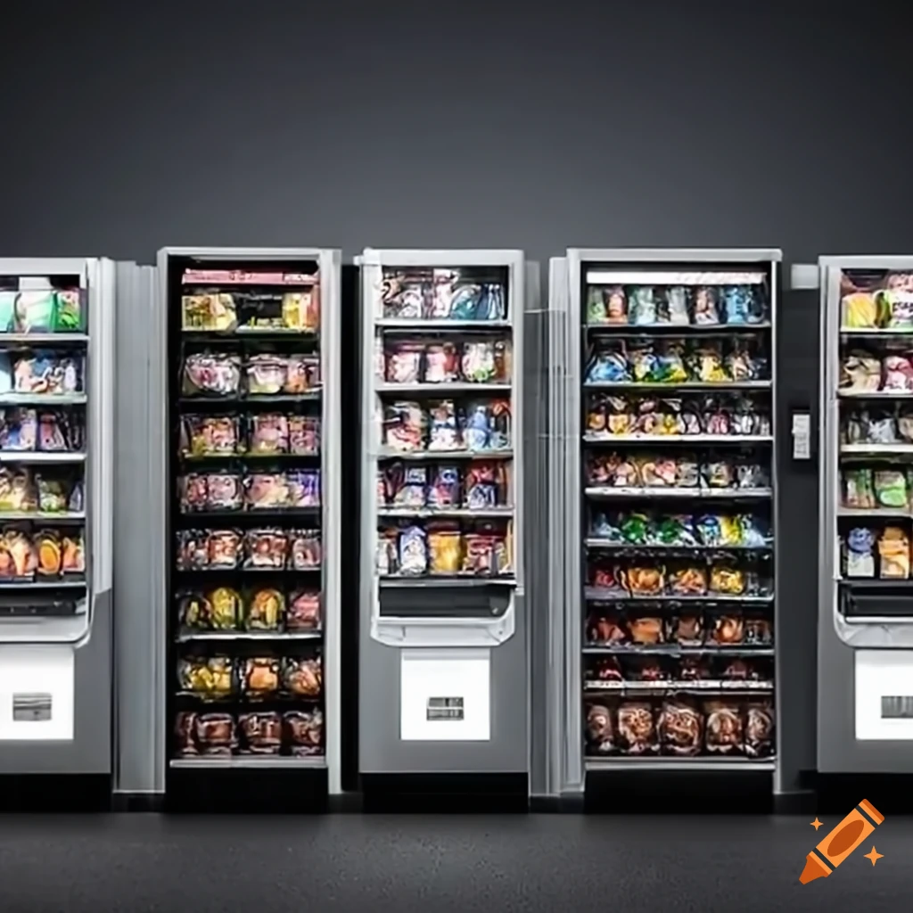 Wood and glass bar with vending machines on Craiyon