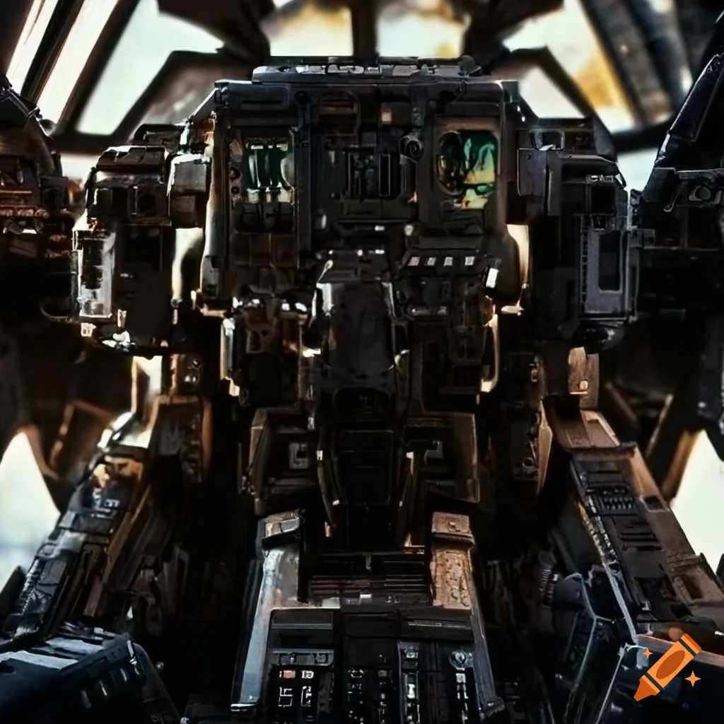 Detailed photograph of a mecha cockpit on Craiyon