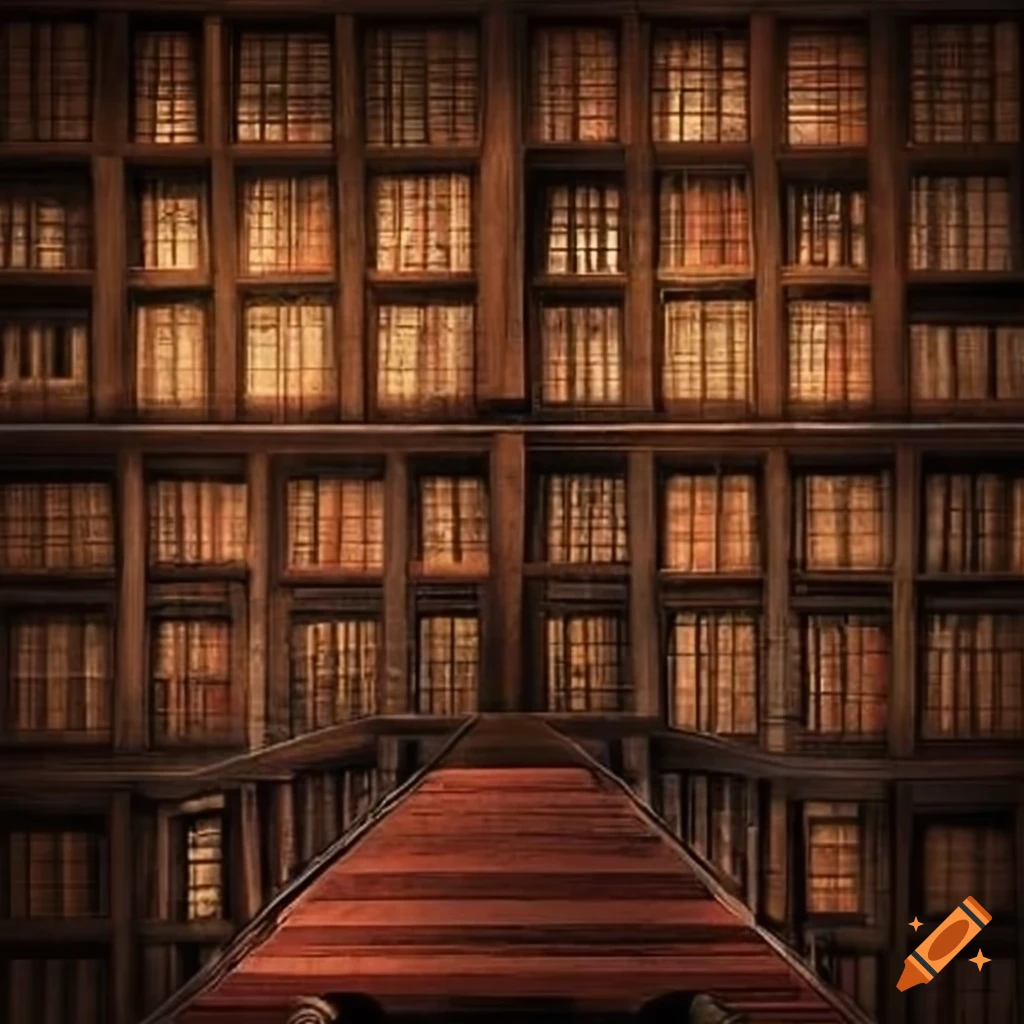 Blue-lit underground stone library on Craiyon