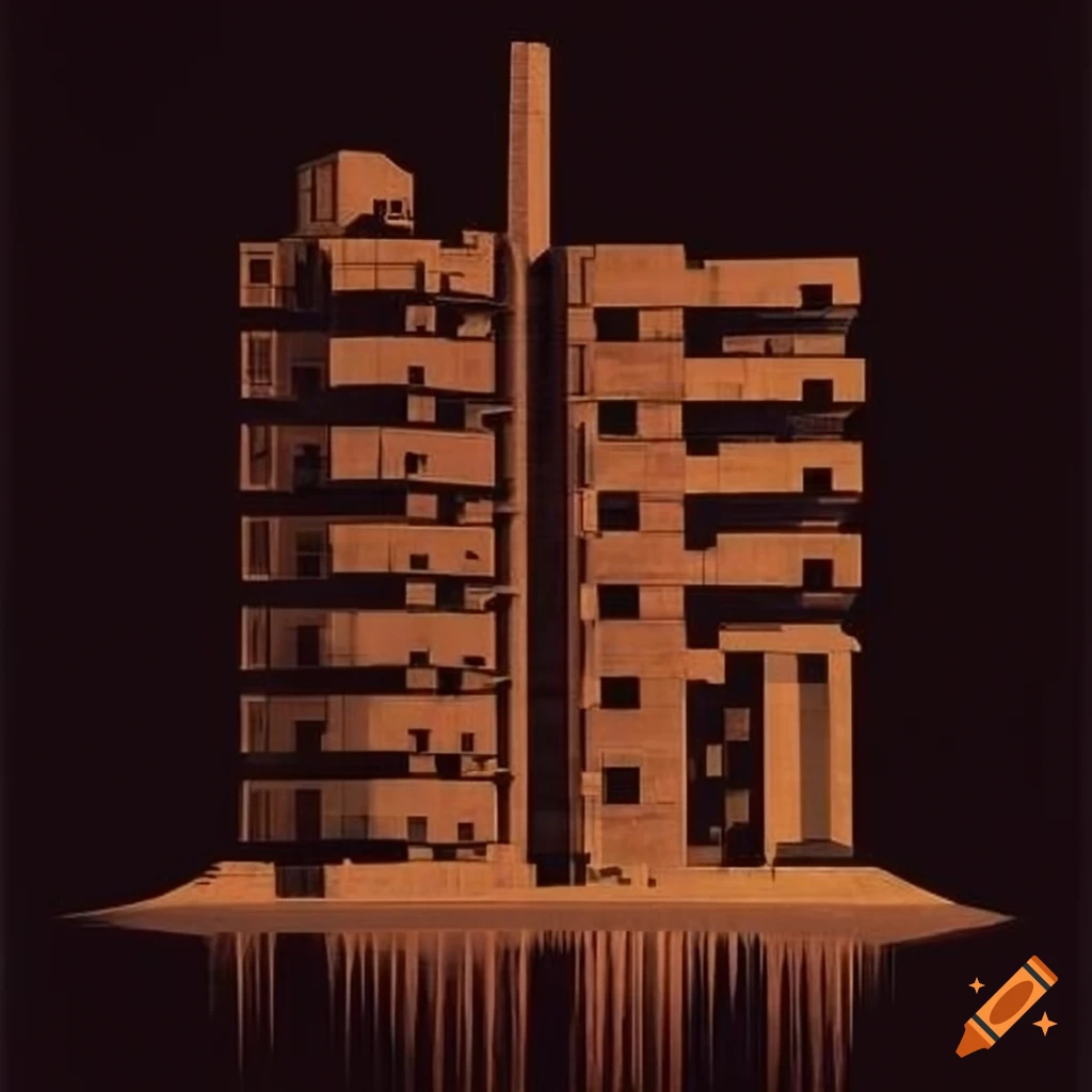 Brutalist architecture in soviet era poster