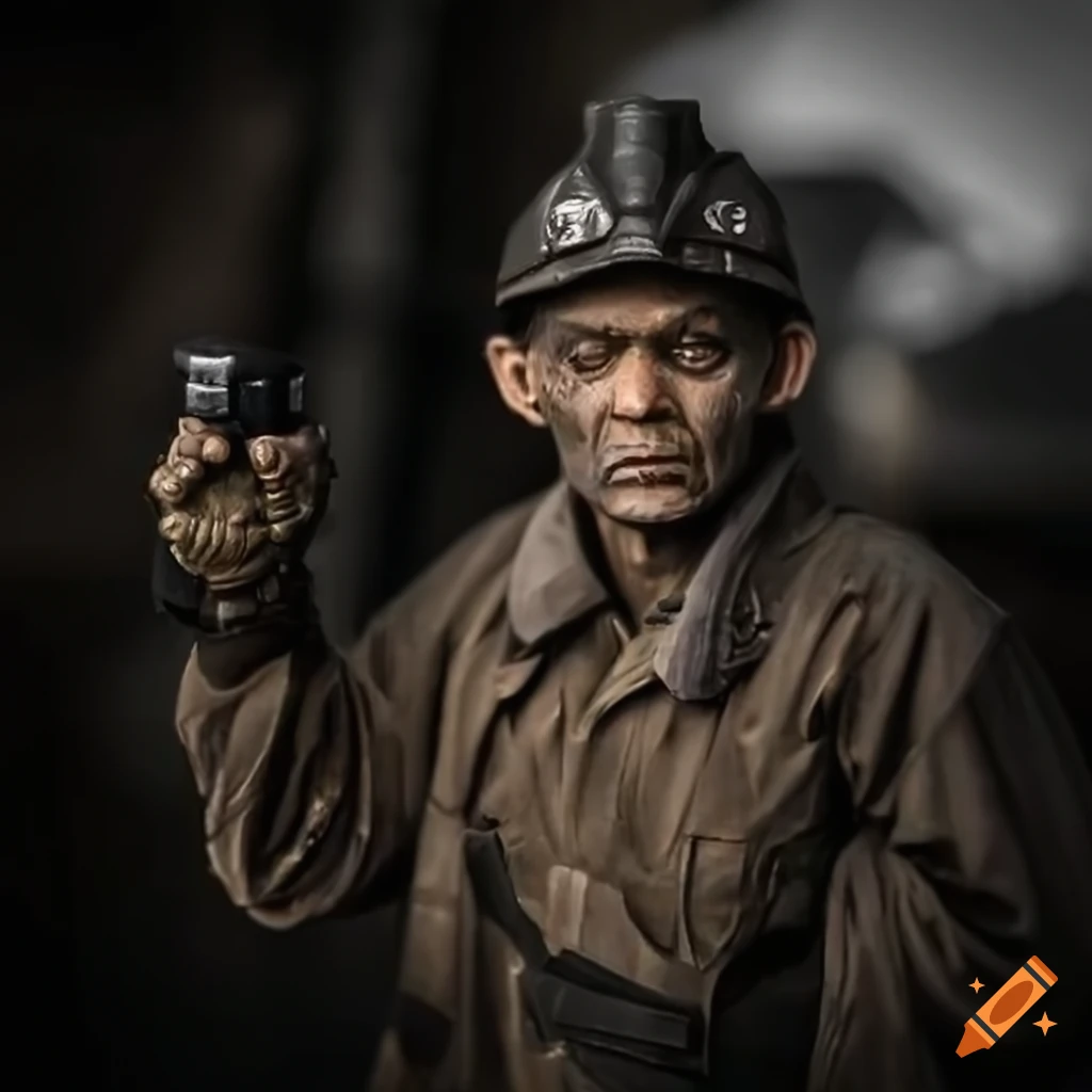 Illustration of an orc coal miner on Craiyon