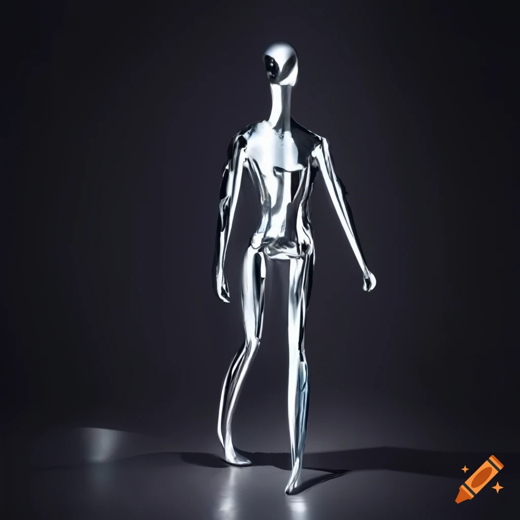 Chrome mannequin in an abstract room on Craiyon