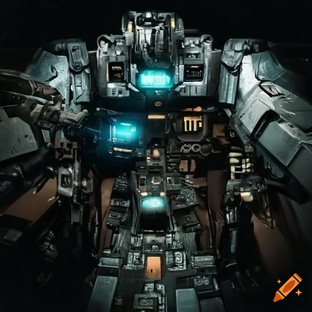 Photograph of a detailed mecha cockpit on Craiyon