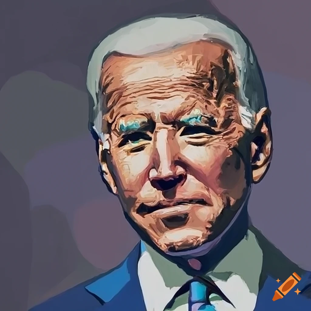 A portrait of joe biden with intense expression, ink drawing on Craiyon