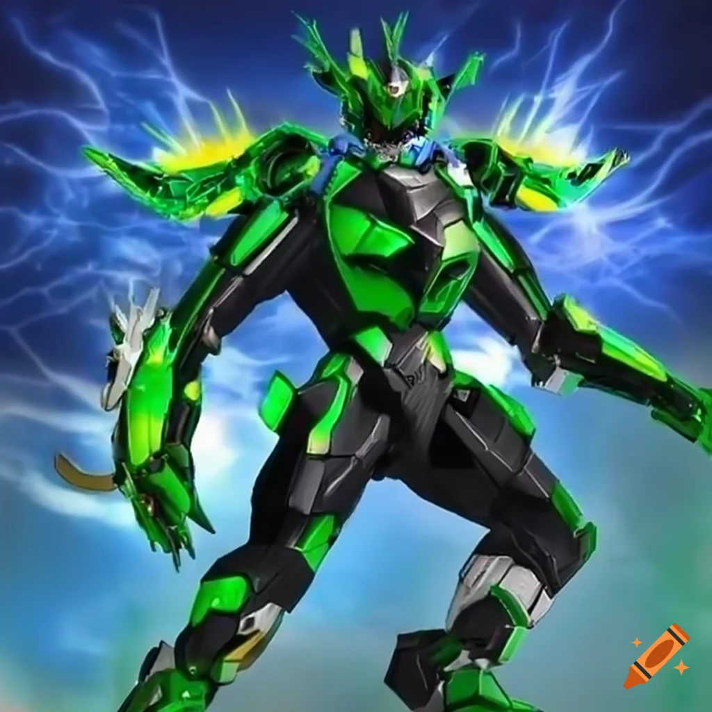 Mecha peacock with green power ranger design