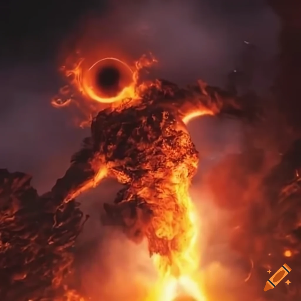 Image of a massive fireball battling darkness on Craiyon