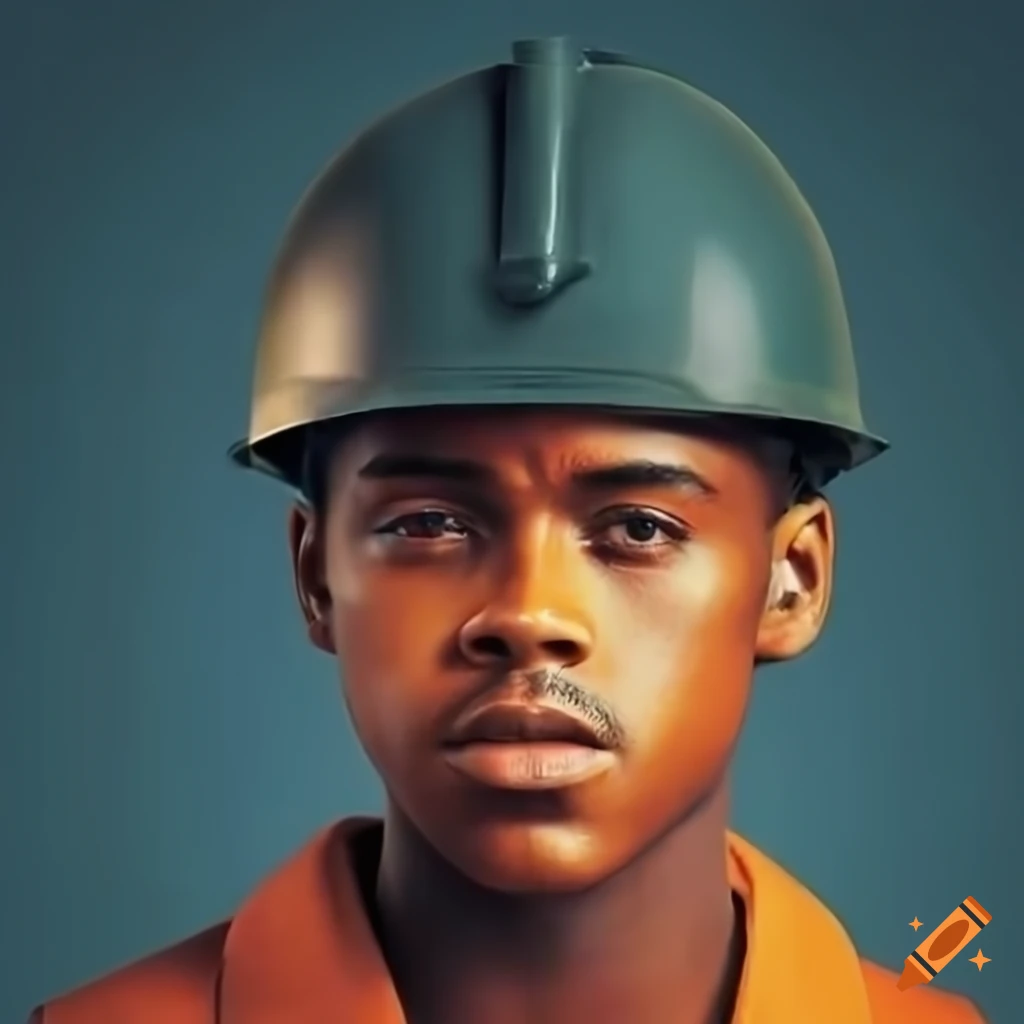 Portrait of a young black man in an engineer's uniform on Craiyon