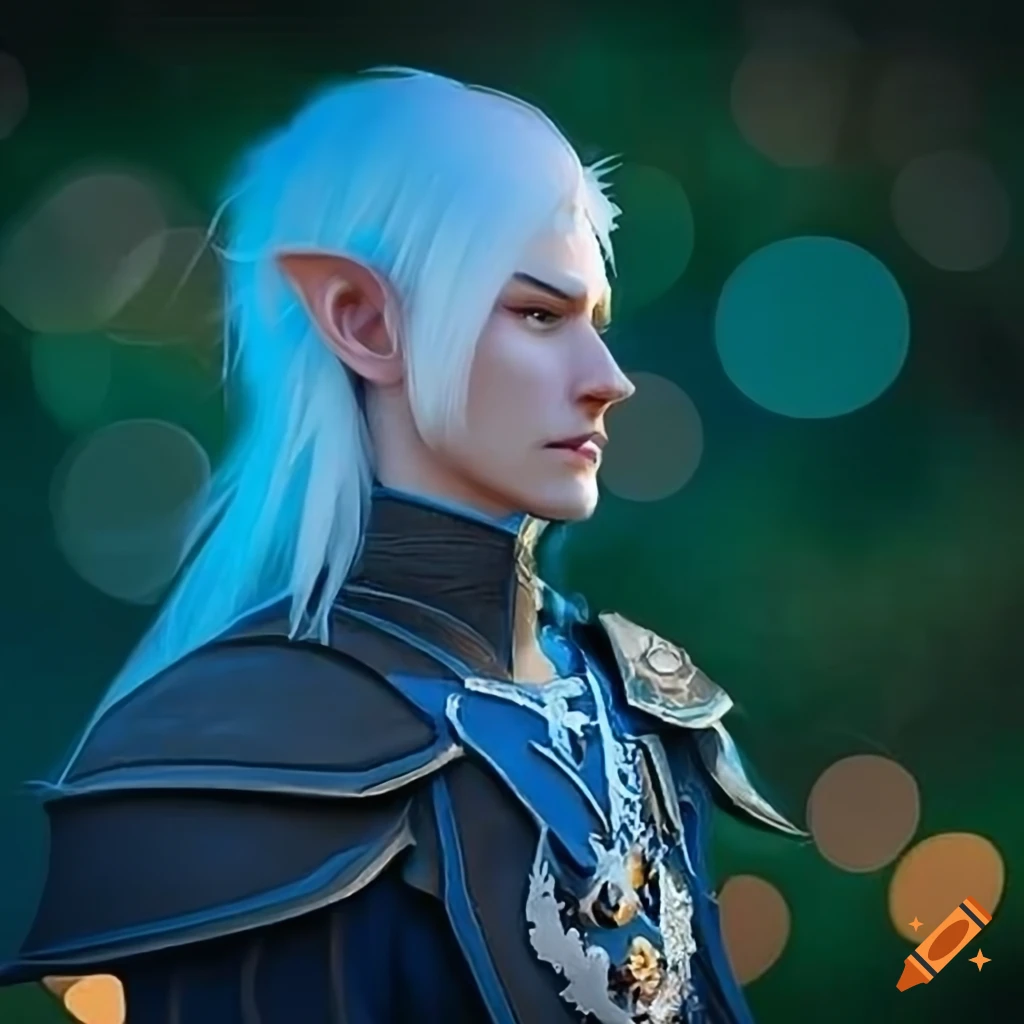 Male elf charismatic wizard casting a spell on Craiyon