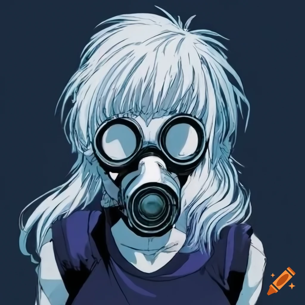 Retro manga illustration of a woman with white hair on Craiyon