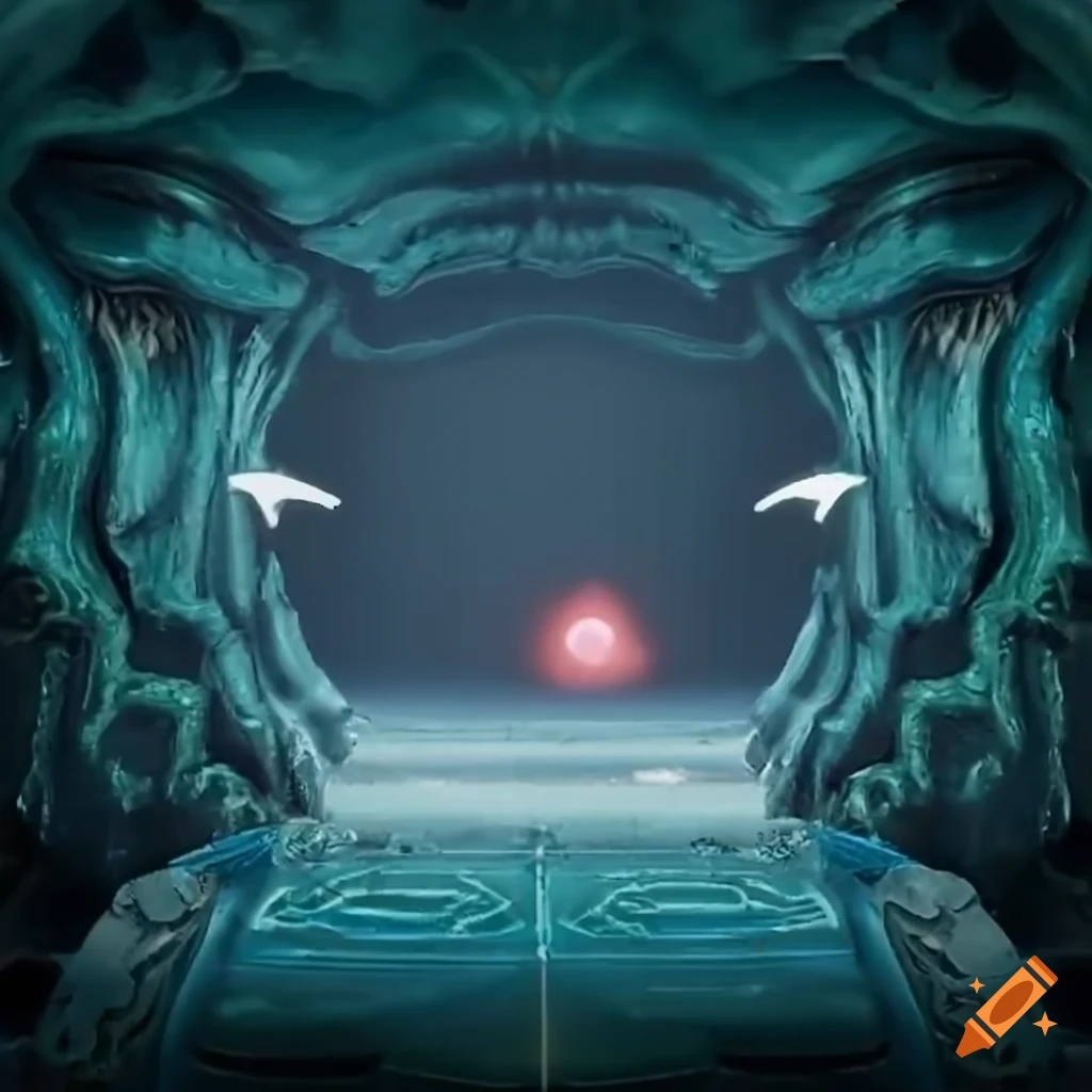 2d game with a giger-inspired alien in a creepy environment on Craiyon