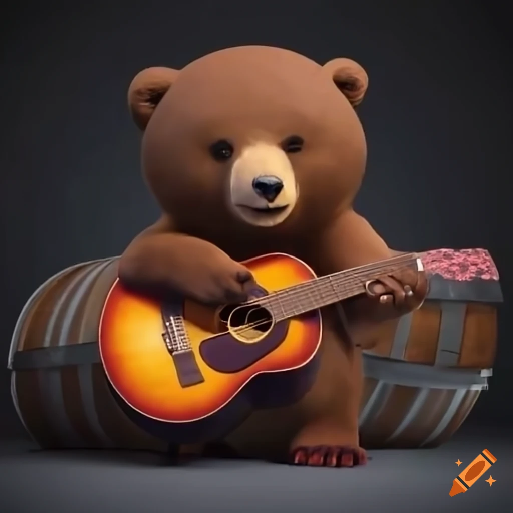 Bear playing guitar on an iceberg on Craiyon