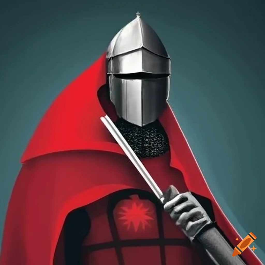 Medieval painting of a knight holding a rose and sword on Craiyon