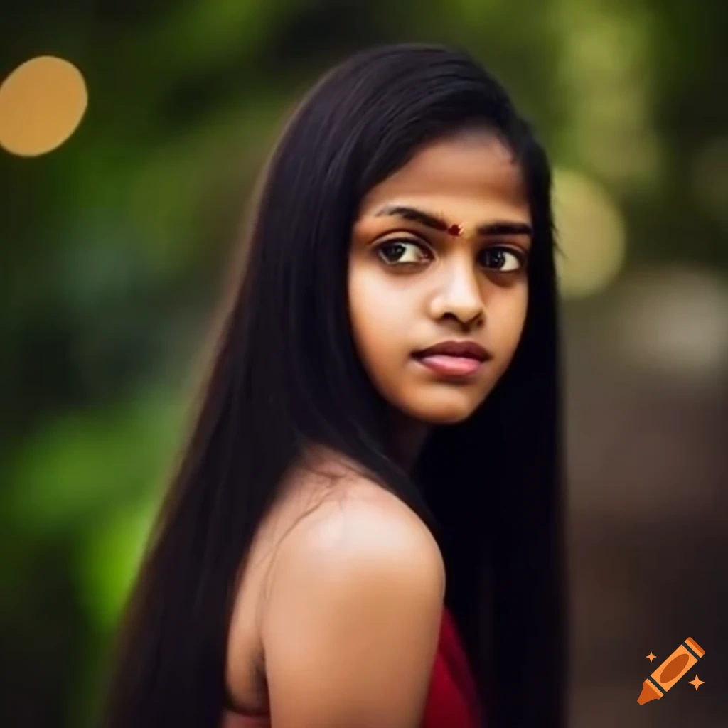 Portrait of a young woman with straight hair