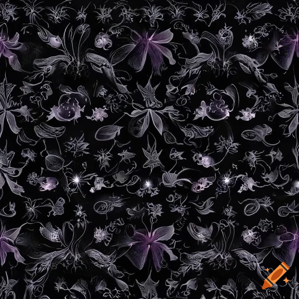 Moon flower repeating pattern with gothic touch on Craiyon
