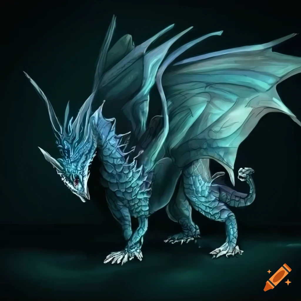 Side view illustration of a detailed dragon design