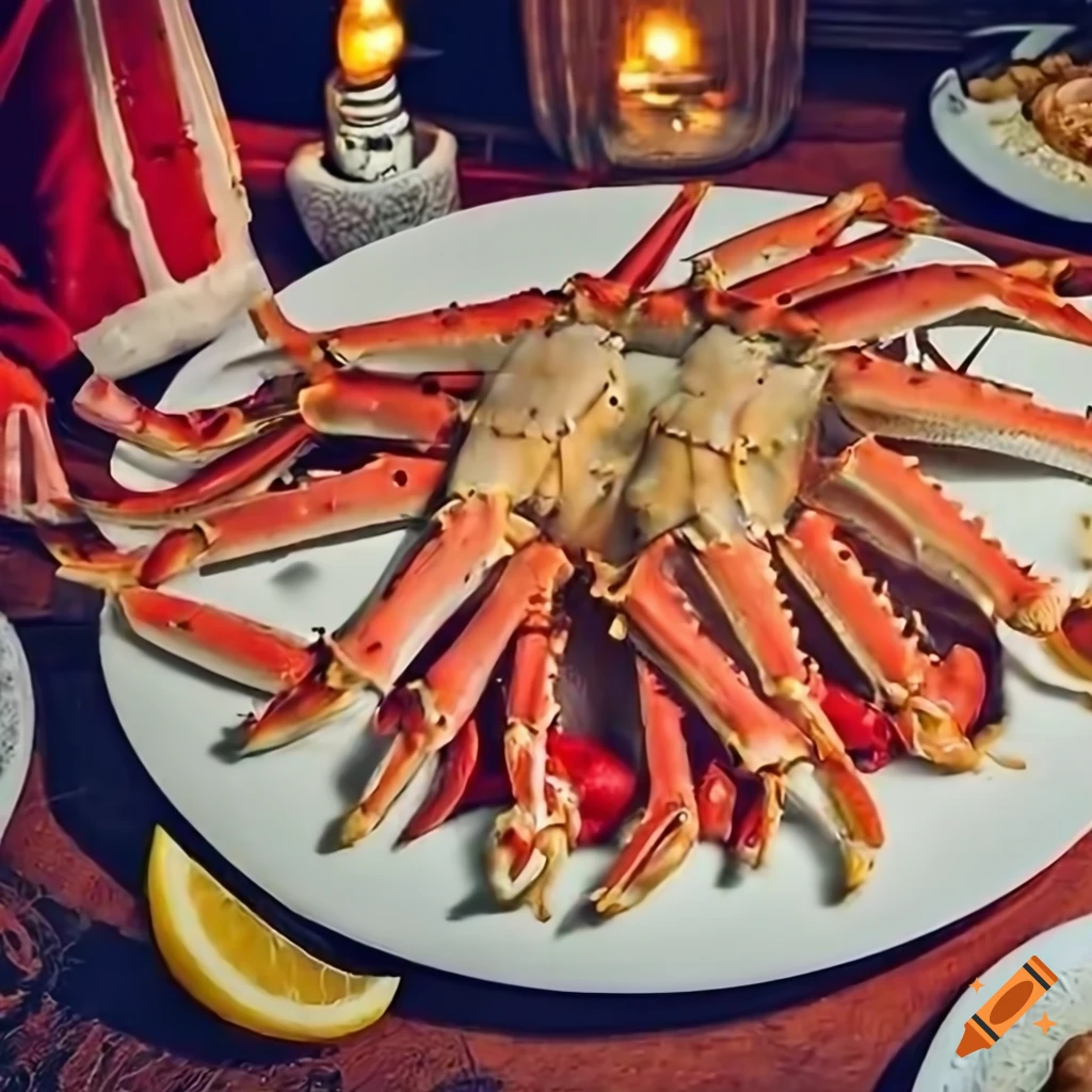 Photo of Santa enjoying a decadent Alaskan king crab feast on Craiyon