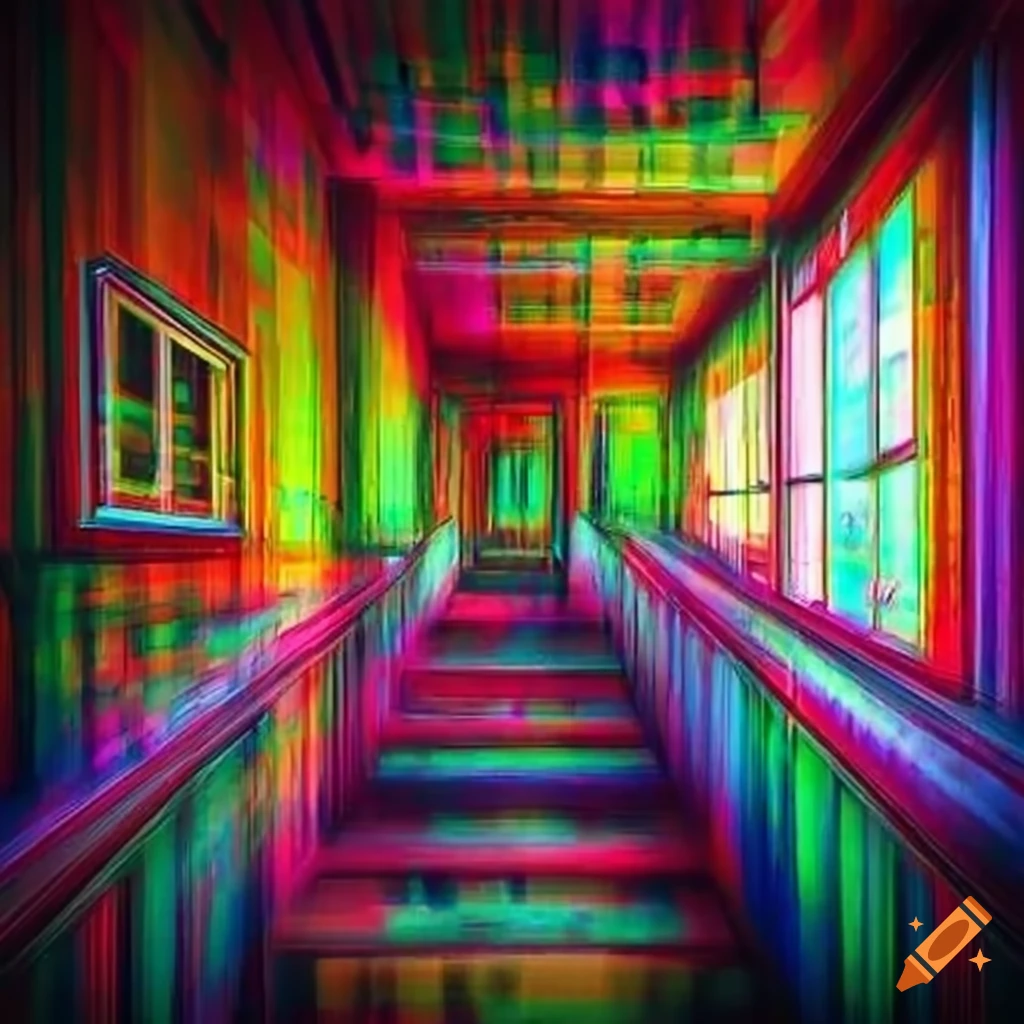Glitched colorful interior of a house