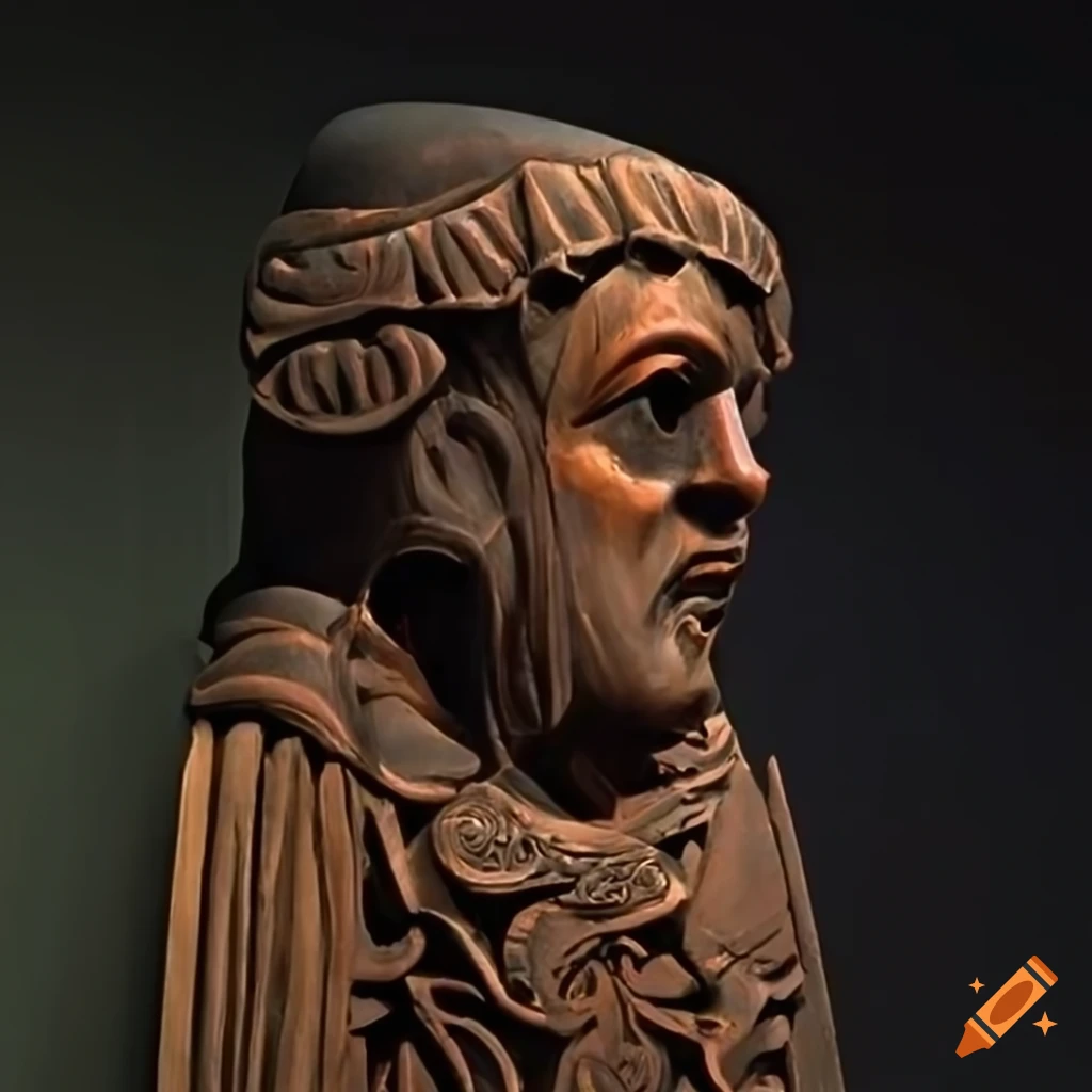 Carved wood artwork in mariachi style on Craiyon