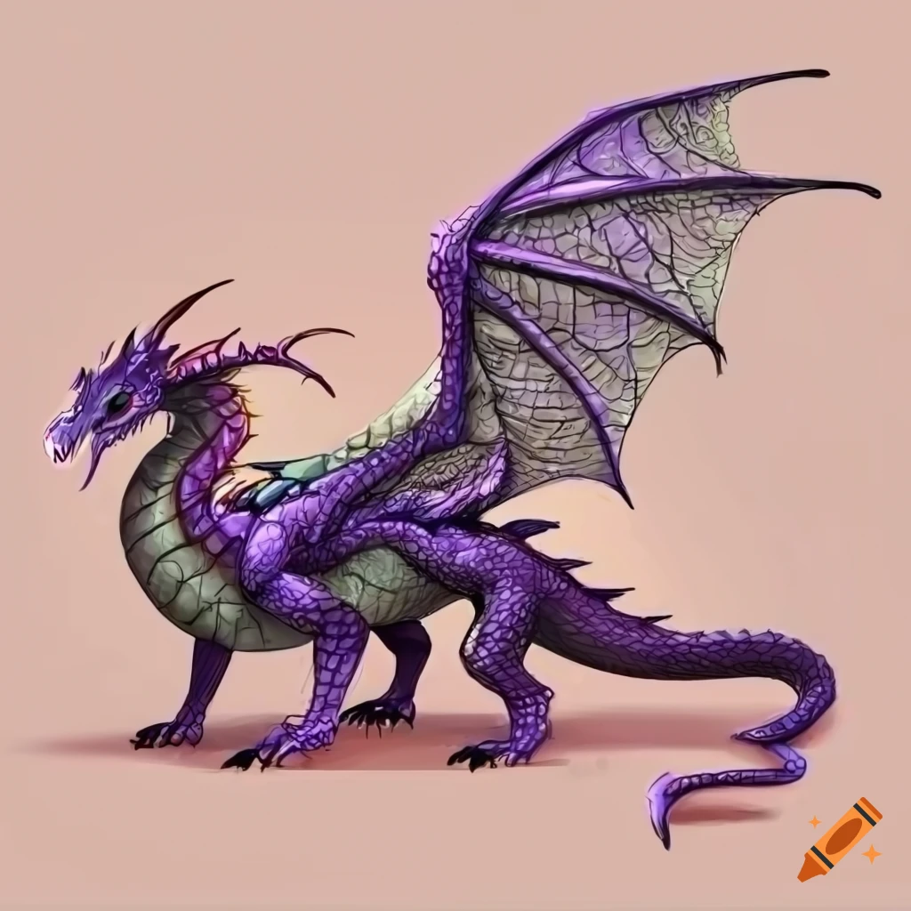 Side view of a detailed dragon illustration on Craiyon