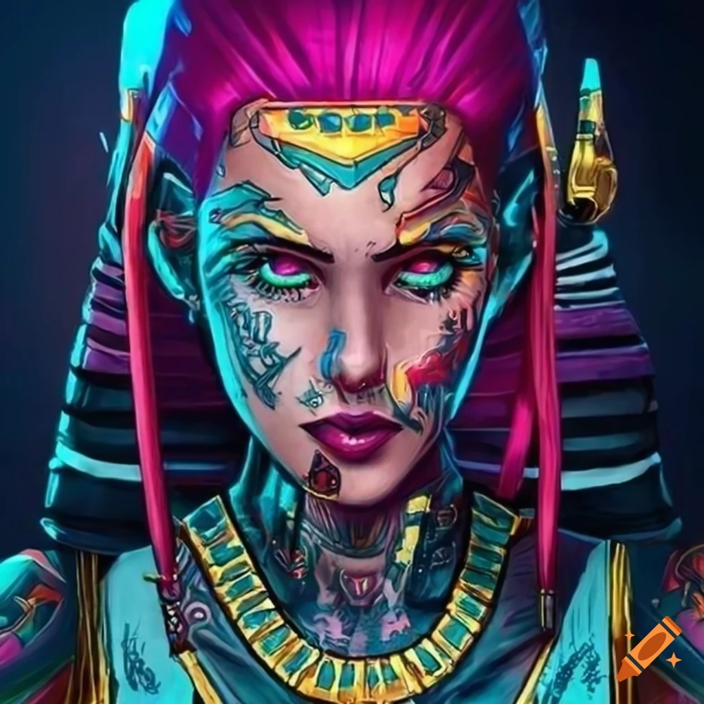 Arabic cyborg woman in a cyberpunk usa on Craiyon