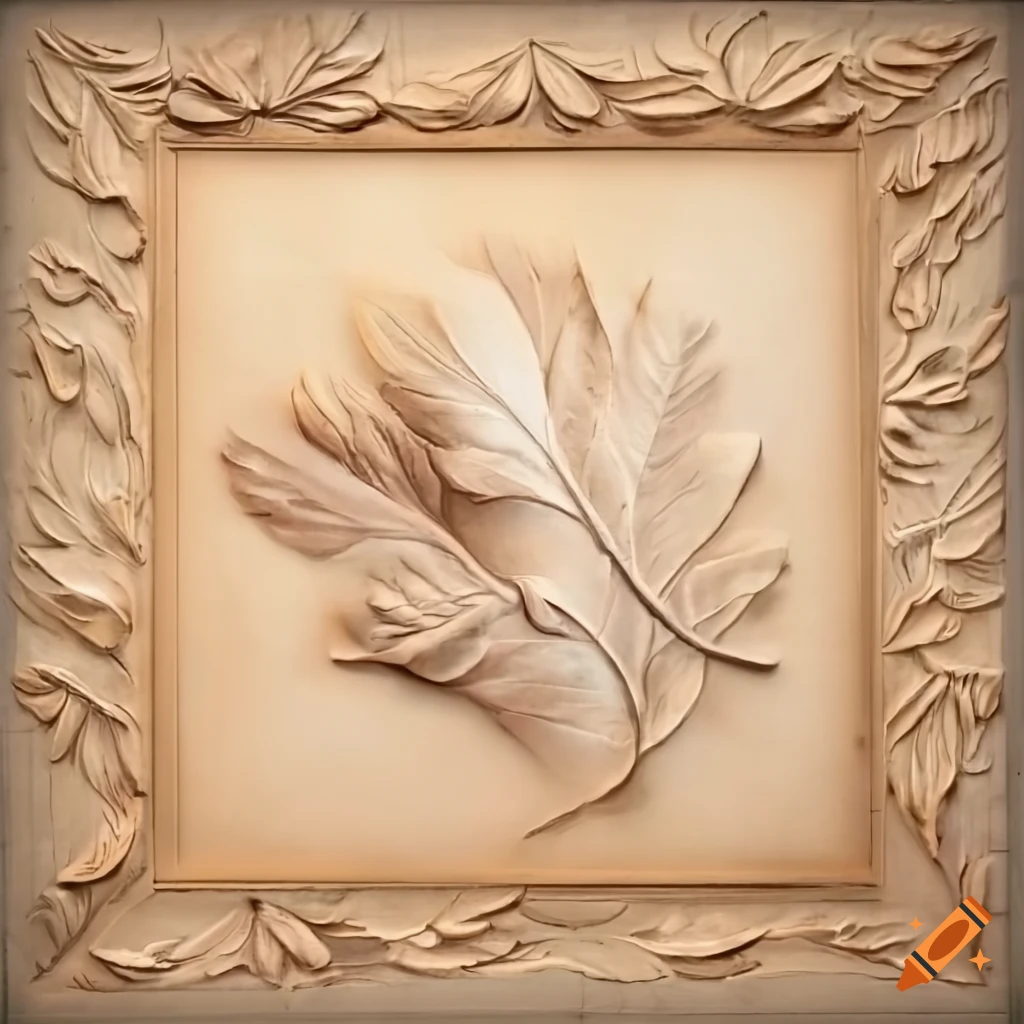 Bas-relief panel with nature elements on Craiyon