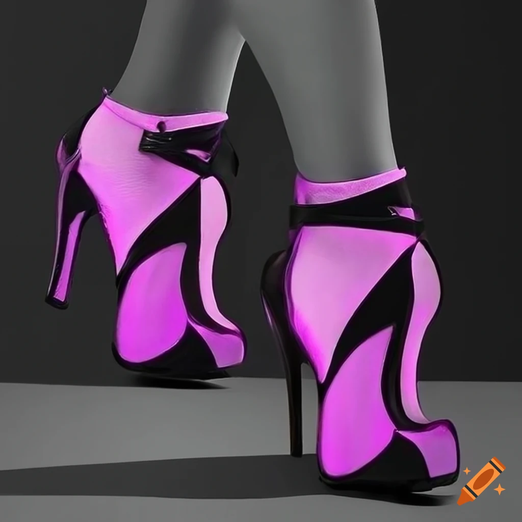 Colorful surreal chicken leg high heel shoes on Craiyon