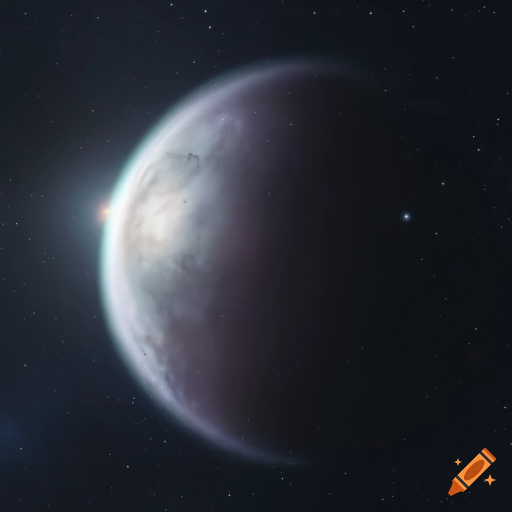 Detailed nasa space mission photograph of a sci-fi blue gas giant ...