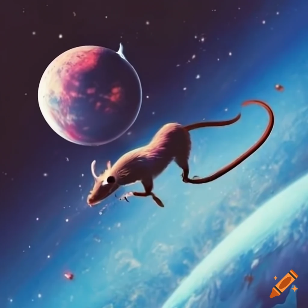 Rats in space orbiting around Earth on Craiyon