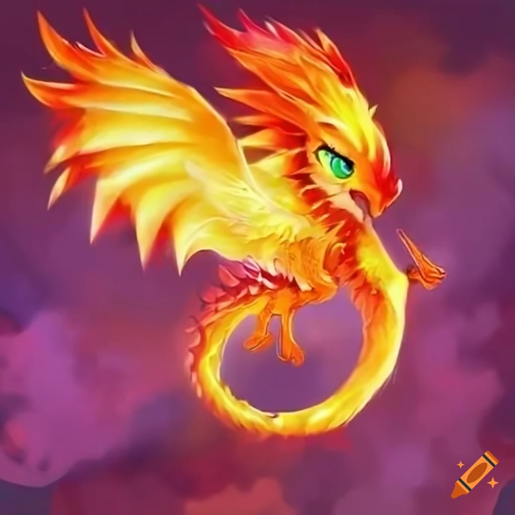 Cute phoenix/dragon hybrid illustration