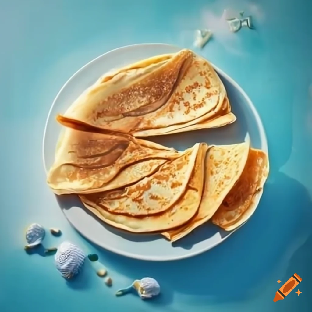 Crêpe with a glass of lemonade and a view of the sea on Craiyon