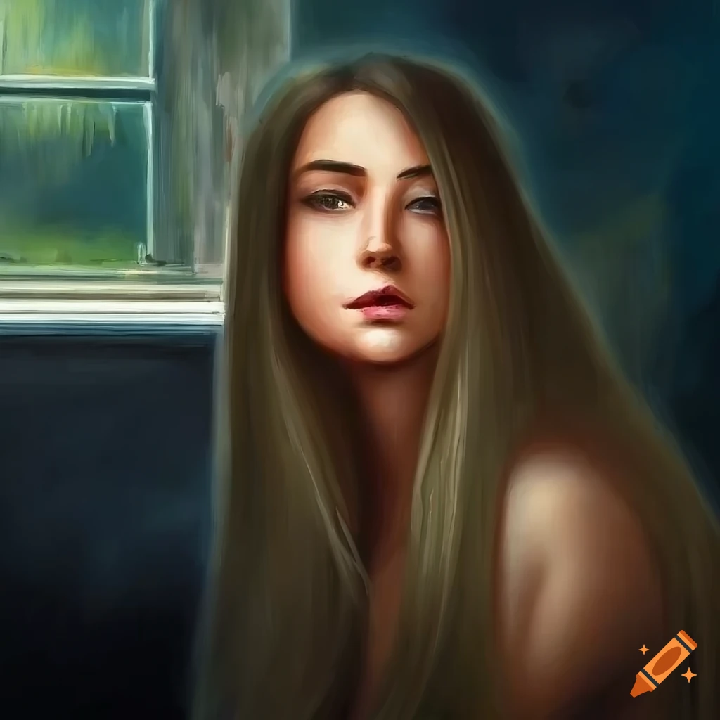 Realistic oil painting of a young celebrity woman