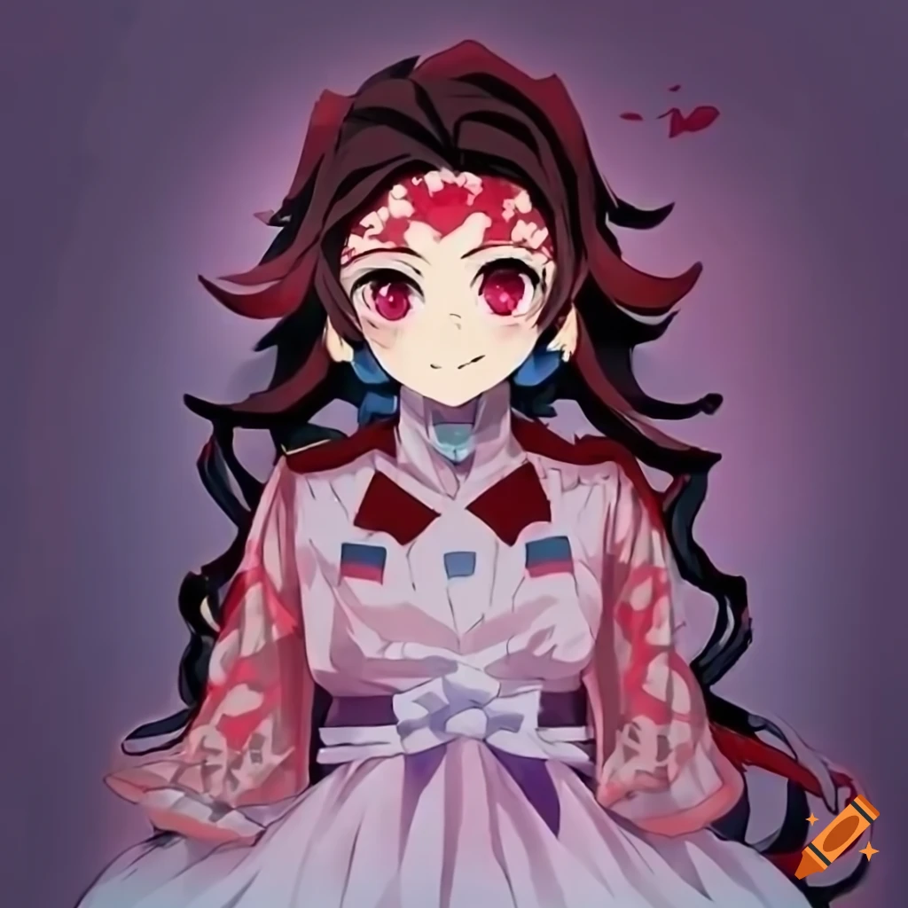 Cosplay of Kamado Tanjiro in a princess dress on Craiyon