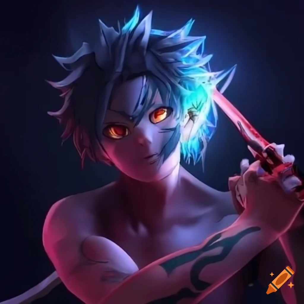 Artwork of an anime character with draconic powers on Craiyon