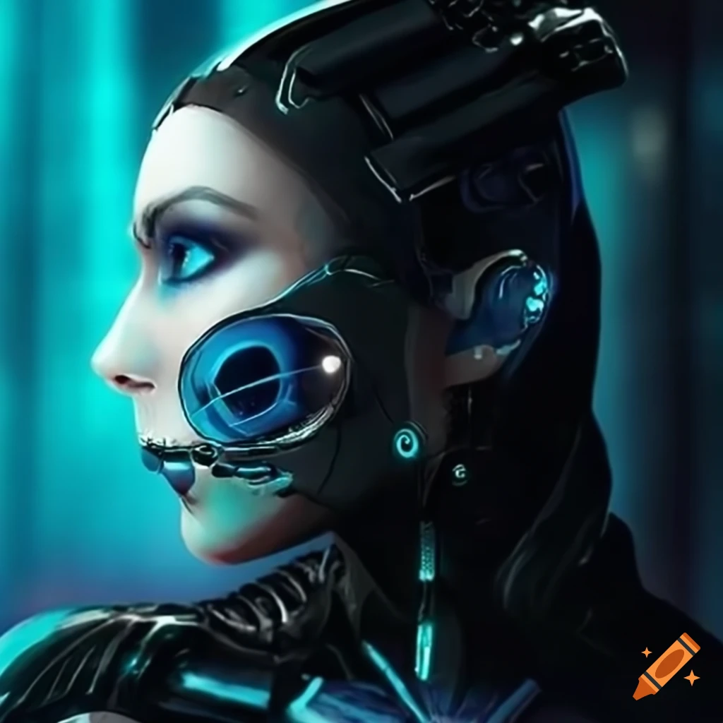 Futuristic cyborg woman with futuristic glasses on Craiyon