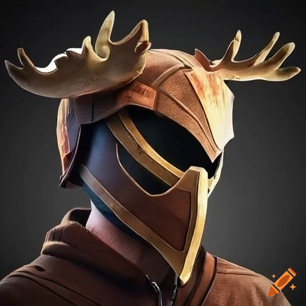 Video game character with moose-inspired helmet on Craiyon