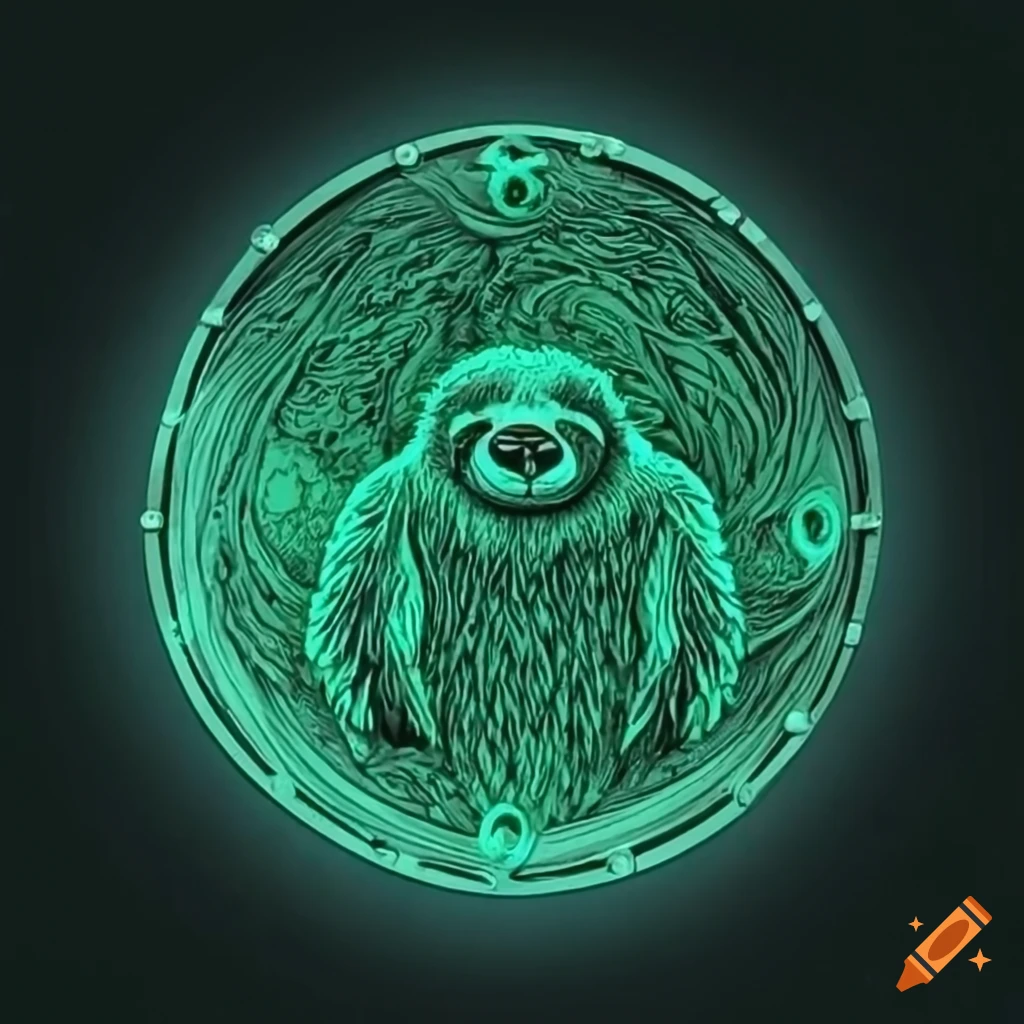 Wooden shield with giant sloth emblem on Craiyon