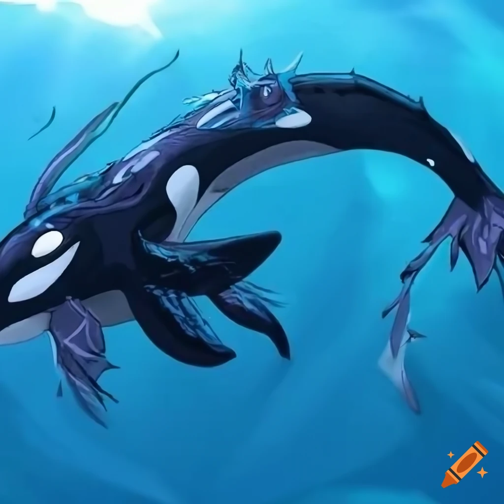 Digital concept art of a hybrid orca koi dragon on Craiyon