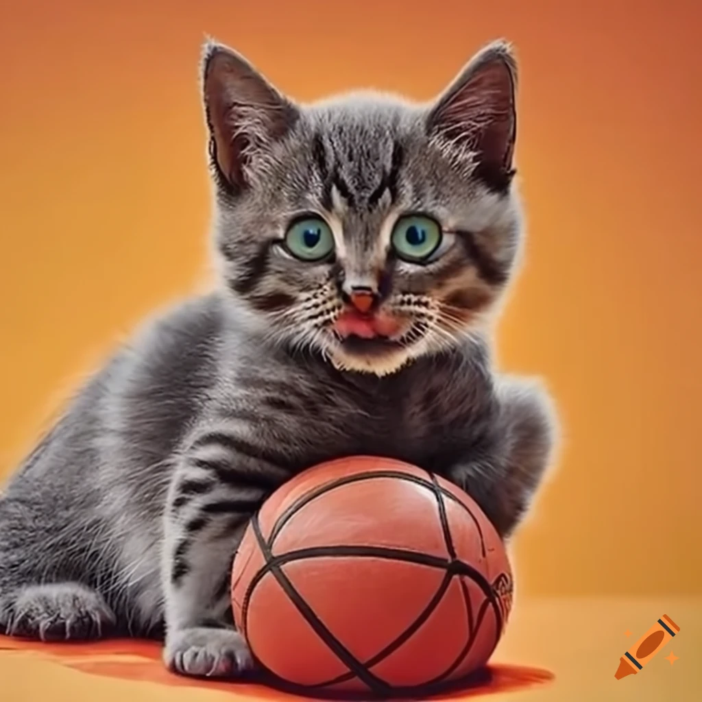 Cat playing basketball on Craiyon