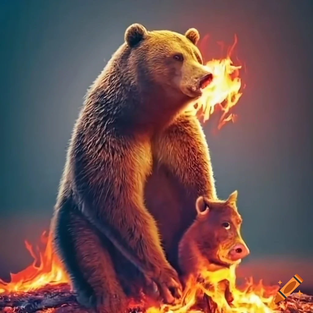 Digital art of a bear flying over mountains on Craiyon