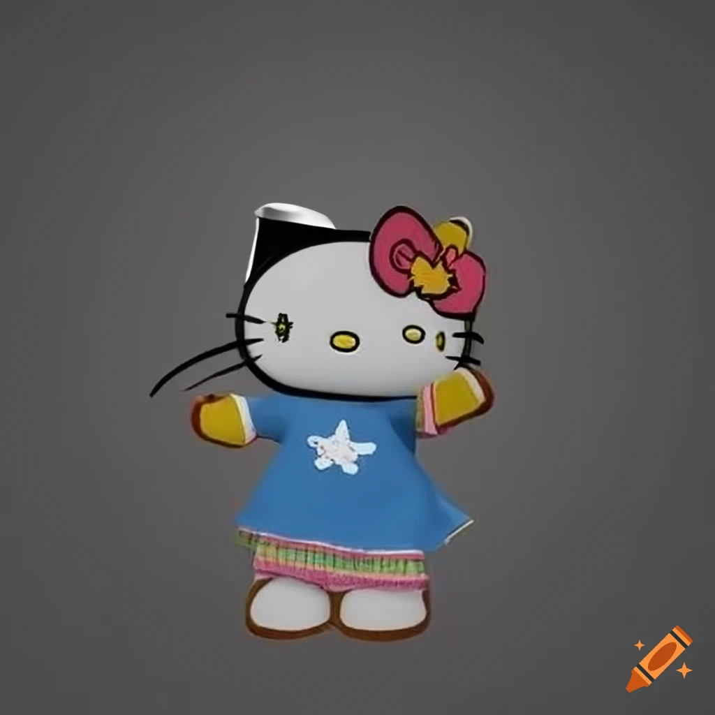 Somalian hello kitty with traditional clothes and flag on Craiyon