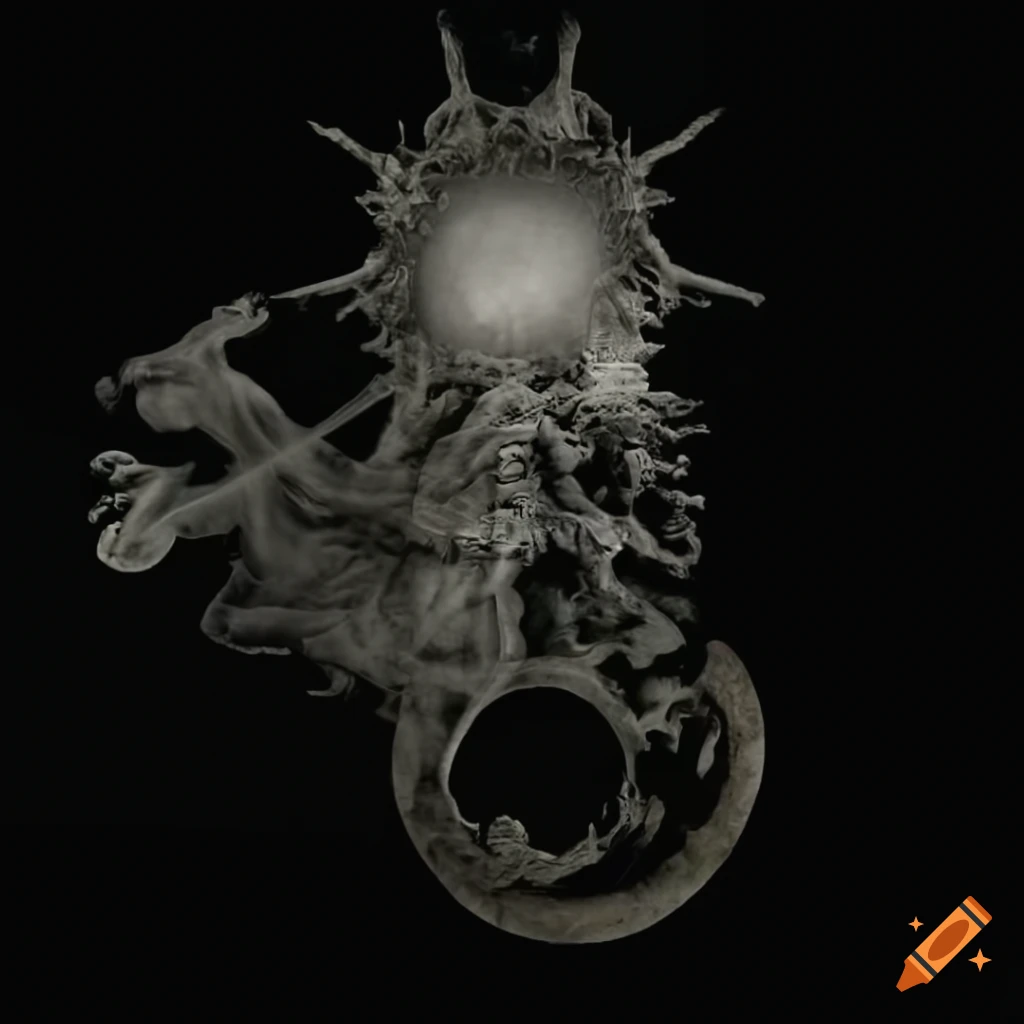 Surreal artwork of a baroque scene with dark elements on Craiyon