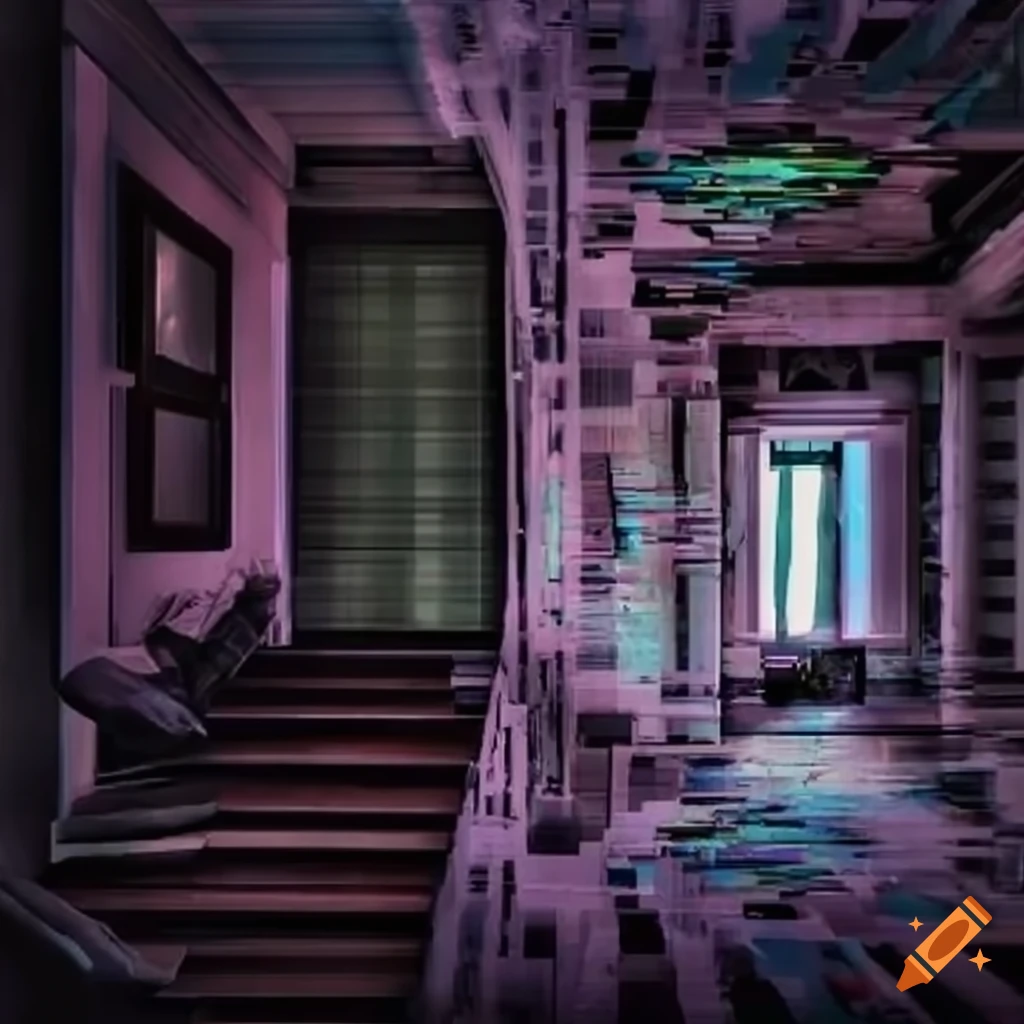 Glitched house interior image on Craiyon