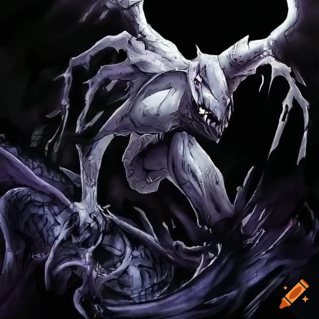 Illustration of a powerful and mysterious tentacled devil creature in ...