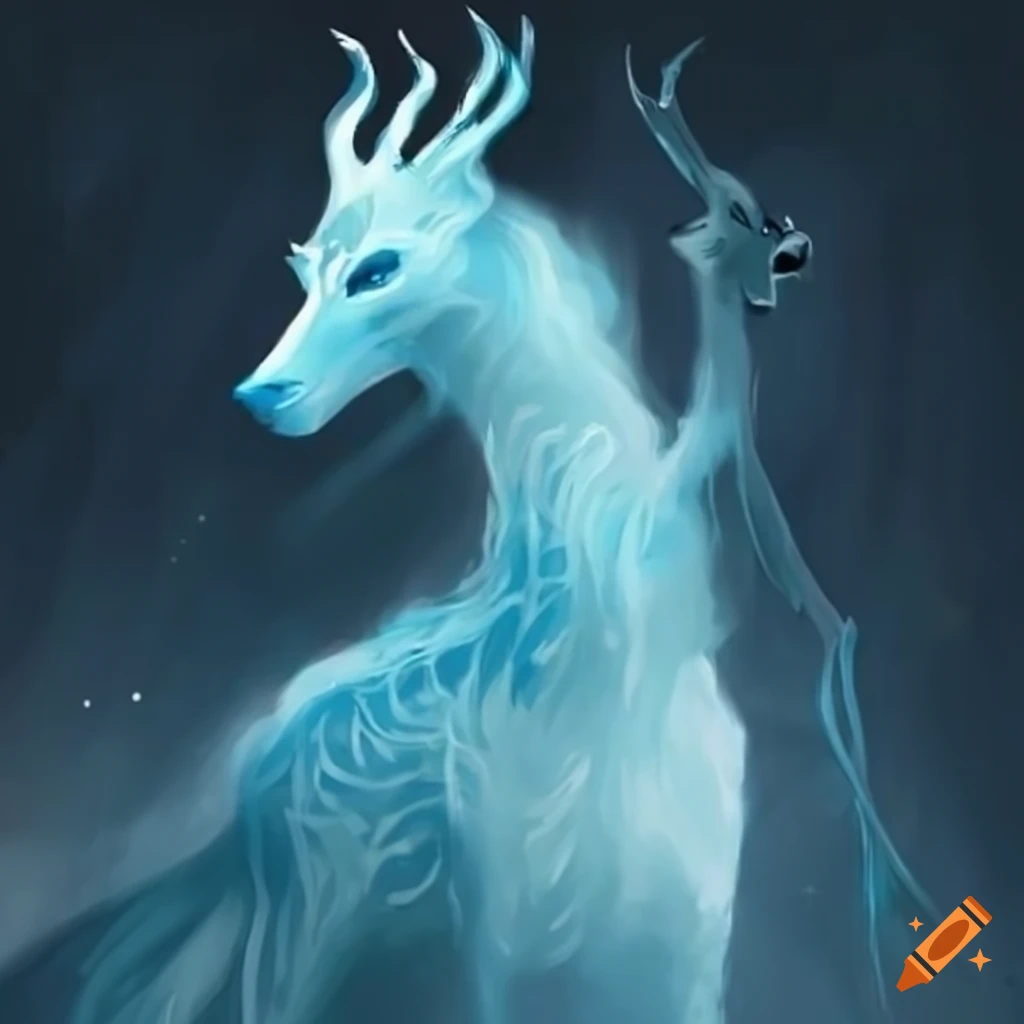 Otherworldly fantasy deer ice creature on Craiyon